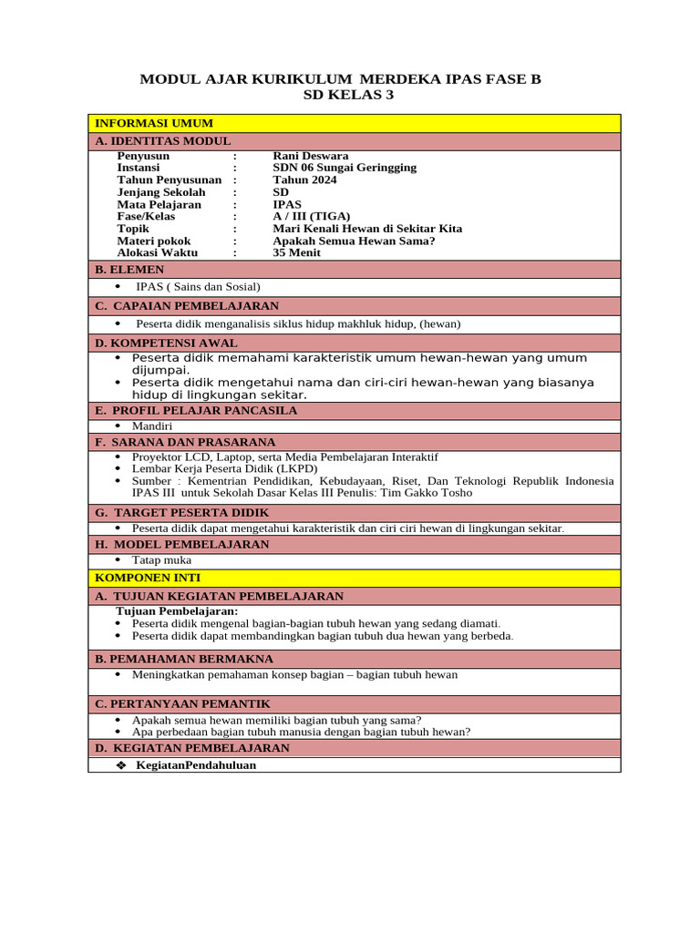 Modul Ipas Rani | PDF