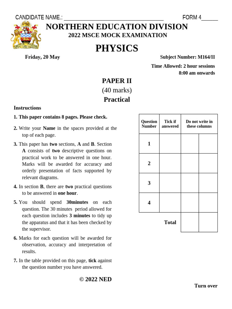 2022 Msce Phy II | PDF