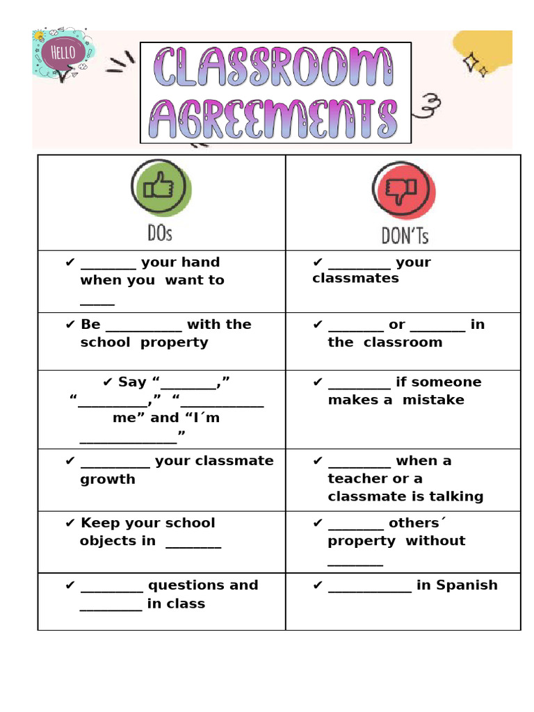 Classroom Rules Worksheet | PDF