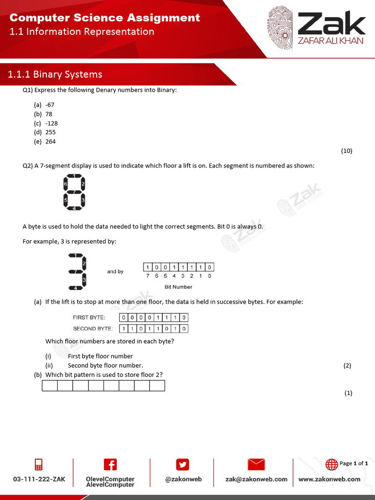 Assignment3 Binary System(O-levels) | PDF Assignment3 Binary System(O-levels) | PDF