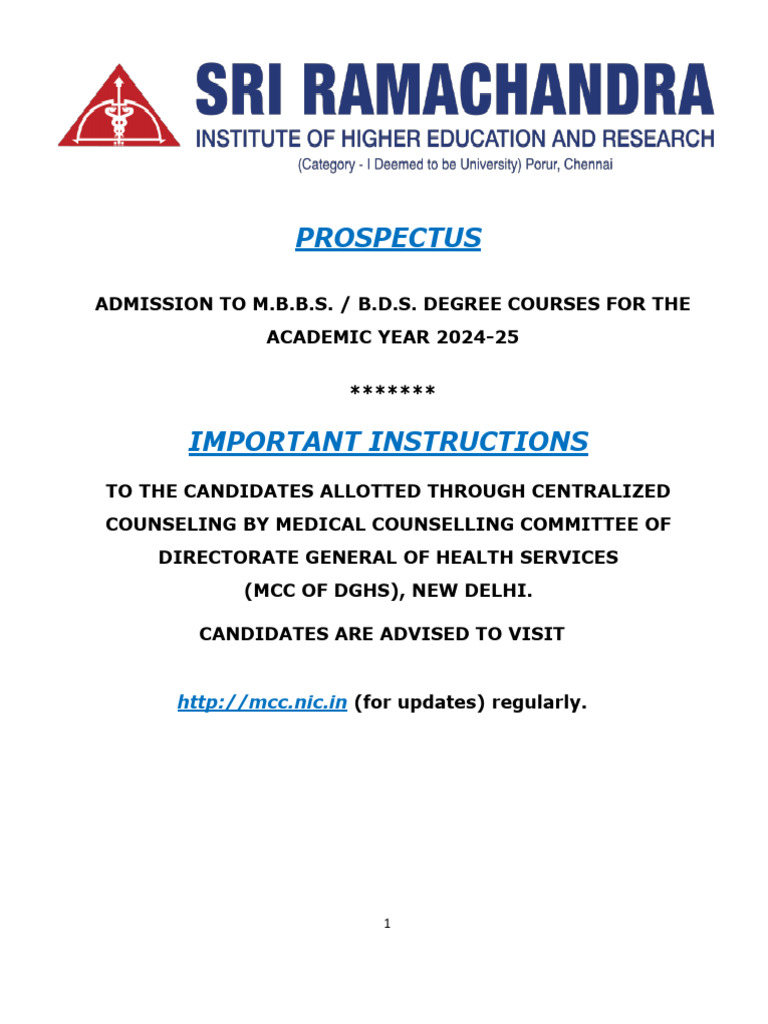 NEET UG 2024-25 Prospectus | PDF
