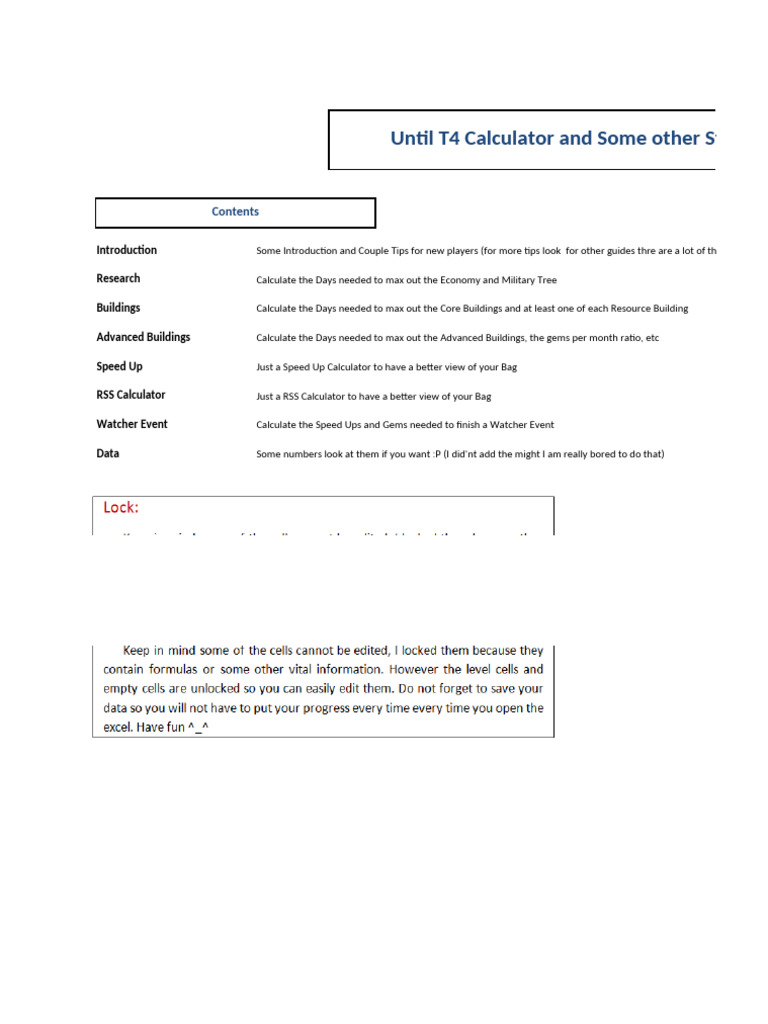 Until T4 Calculator | PDF