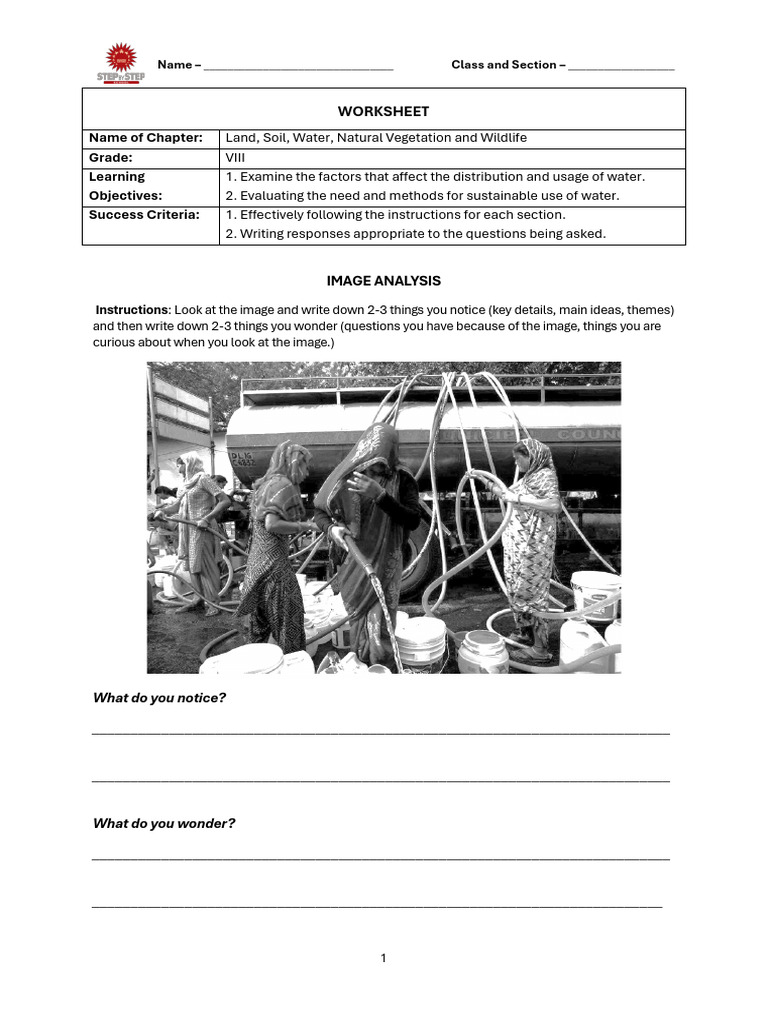 2024-25 - Geo - Chapter 2 - Water Resources - Workbook | PDF