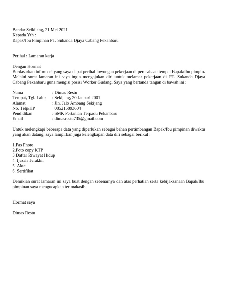 Dimas Restu Worker | PDF