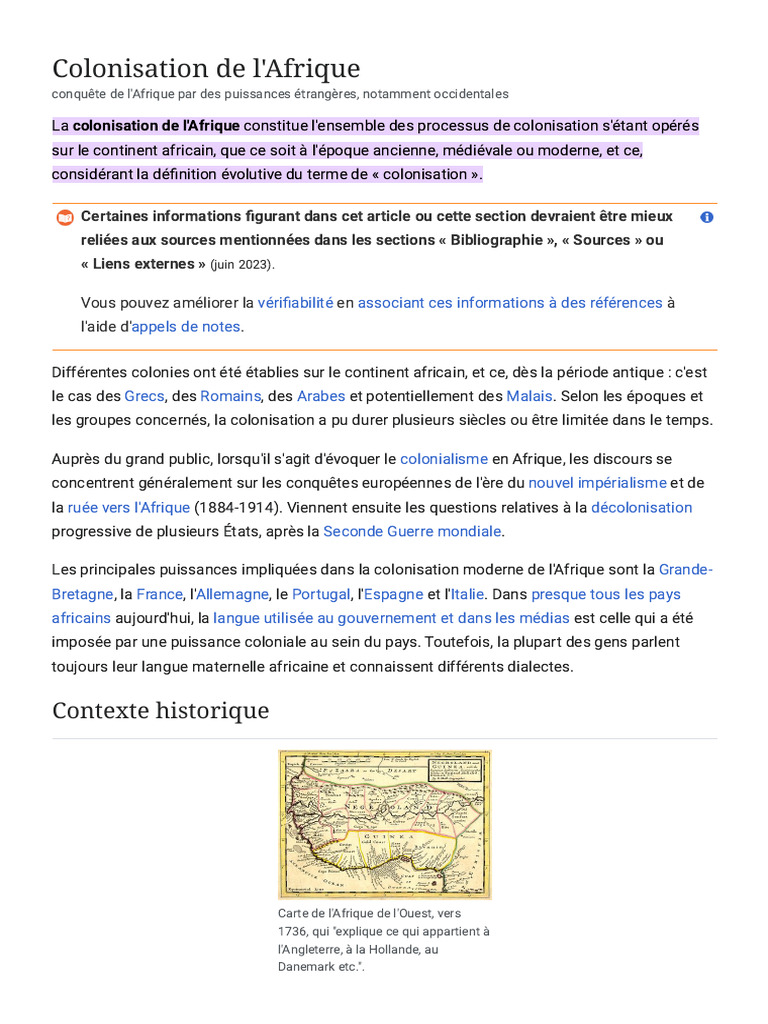 Colonisation de L'afrique - Wikipédia | PDF