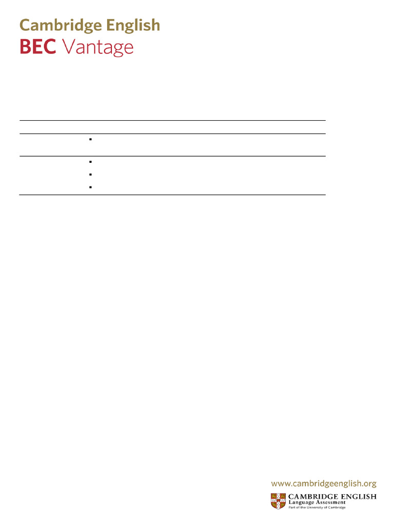 Cambridge English Business Vantage Bec Vantage Speaking Part 3 | PDF