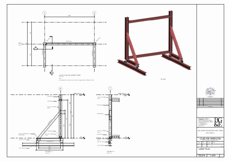 Issued For Information: Layout Plan For Support Frame 3D View | PDF