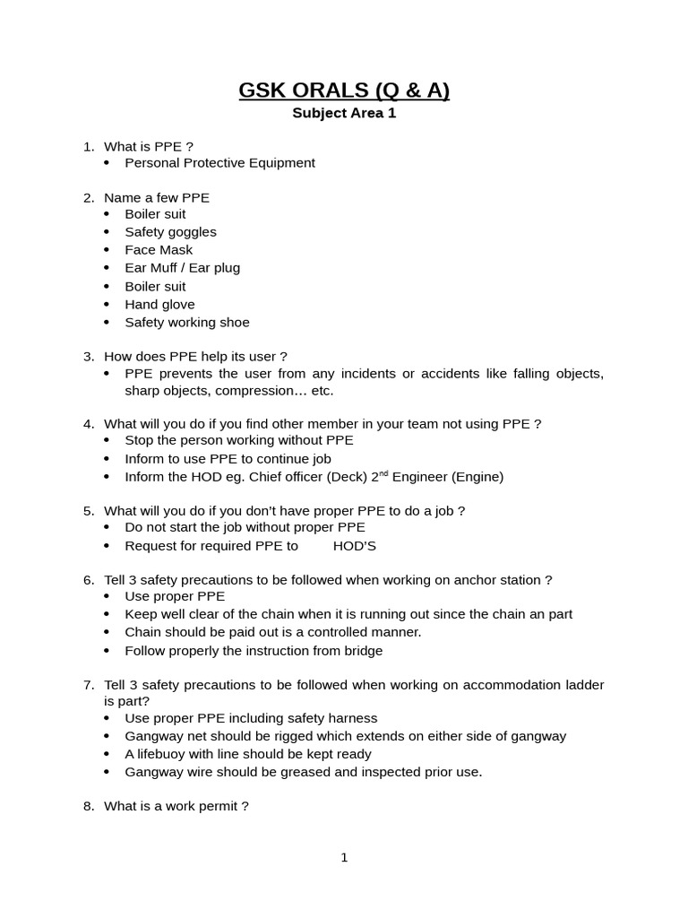 G.S.K. Oral - Question | PDF | Rope | Personal Protective Equipment