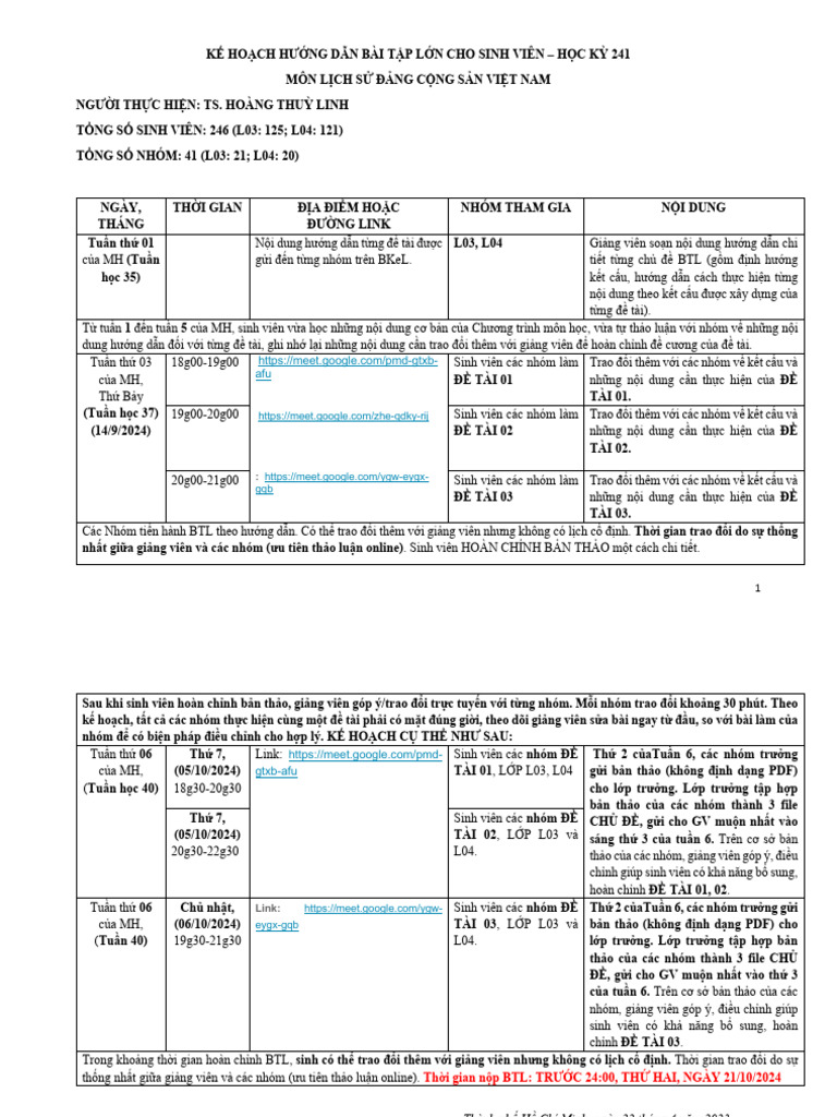 241.Kế Hoạch Hướng Dẫn Btl | PDF