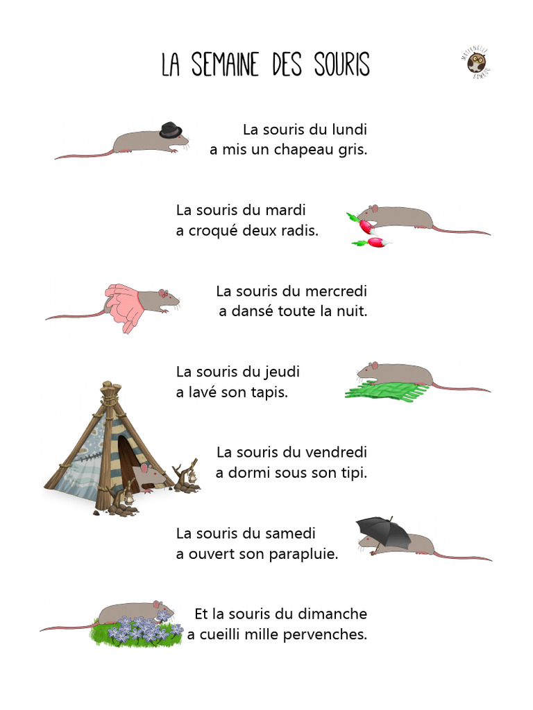 la-semaine-des-souris-paroles-comptine | PDF