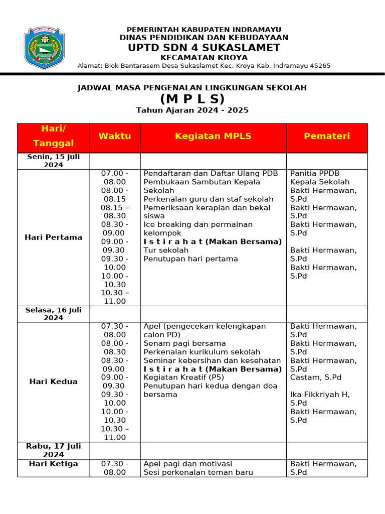 Jadwal MPLS 24-25 | PDF