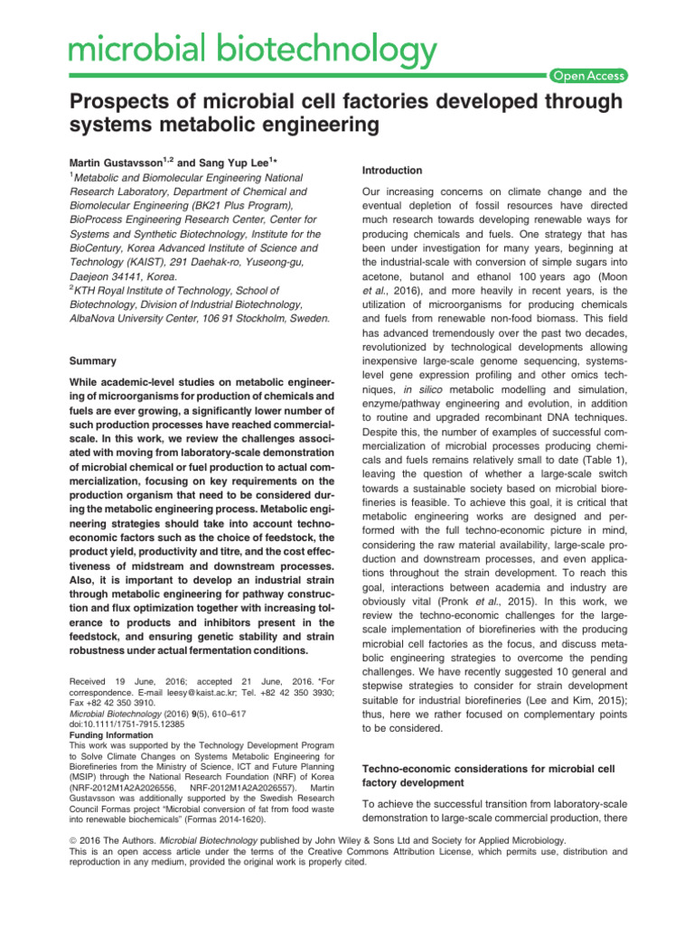 Prospects of Microbial Cell Factories Developed Through Systems Metabolic Engineering | PDF