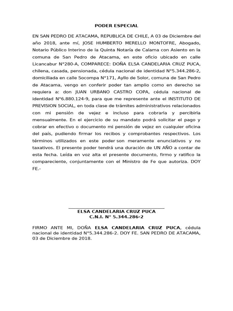 Poder Cobrar Pension - Elsa Cruz | PDF