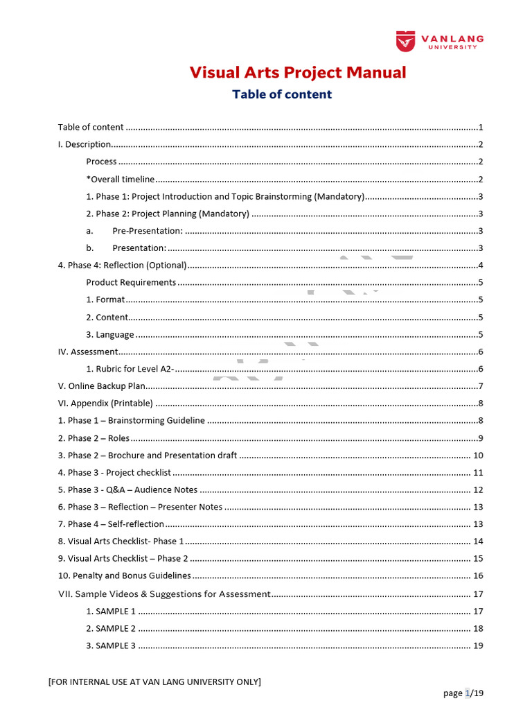 Anh Văn 2_[UPDATED] PBA Manual - Visual Arts Project | PDF