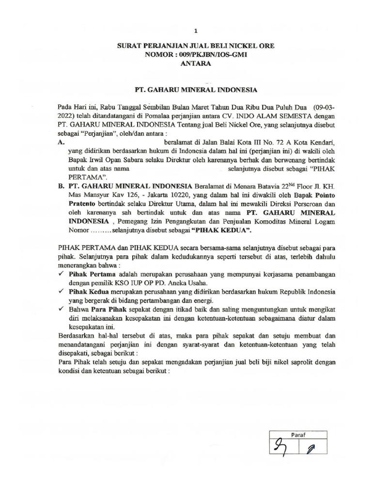 Kontrak Gmi-Ios 09-03-2022 | PDF