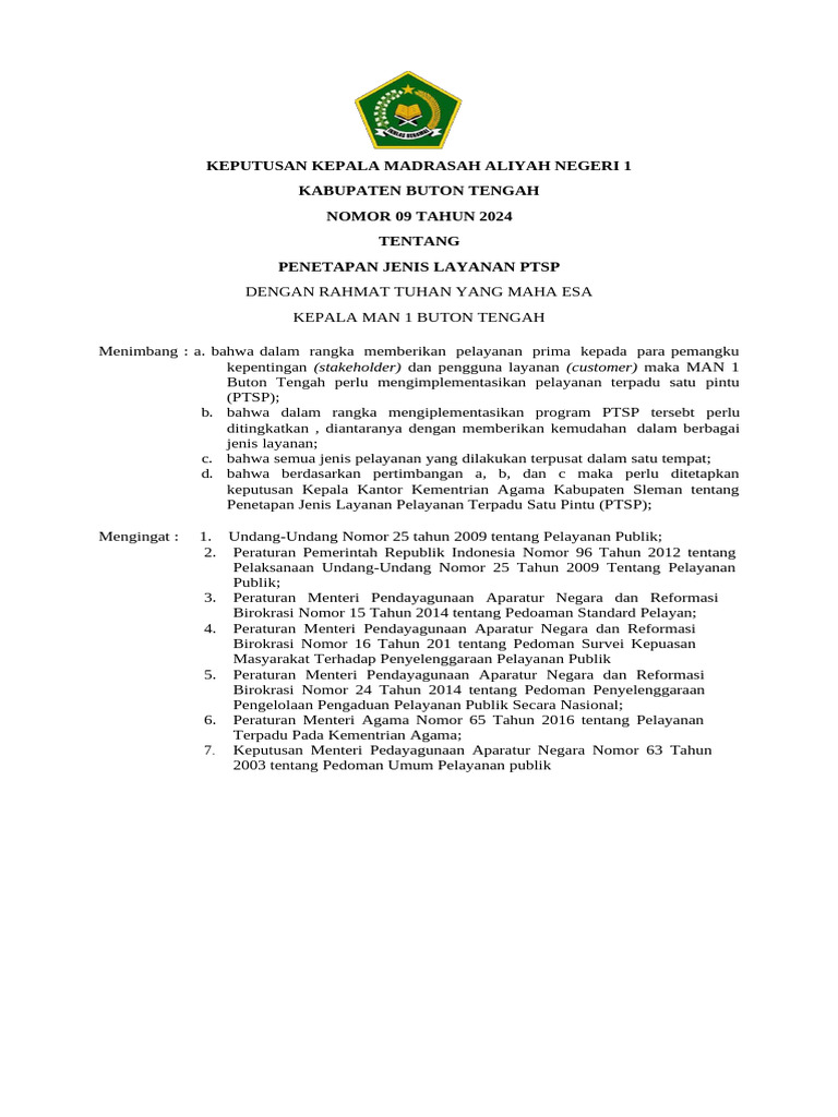 2d 2 SK Jenis Layanan PTSP | PDF | Business