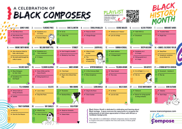 Black History Month Listening Calendar Updated | PDF