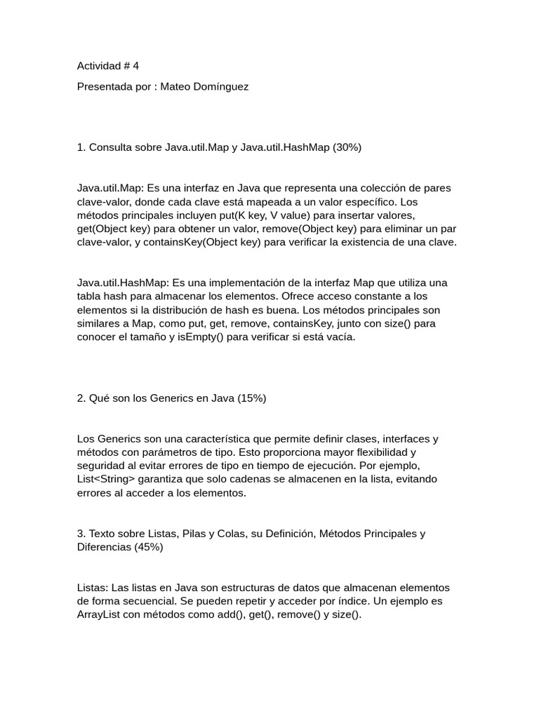 Java: Mapas, Generics y Estructuras | PDF | Java (lenguaje de ...