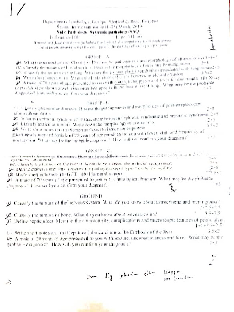 Pathology 2nd Term SAQ | PDF