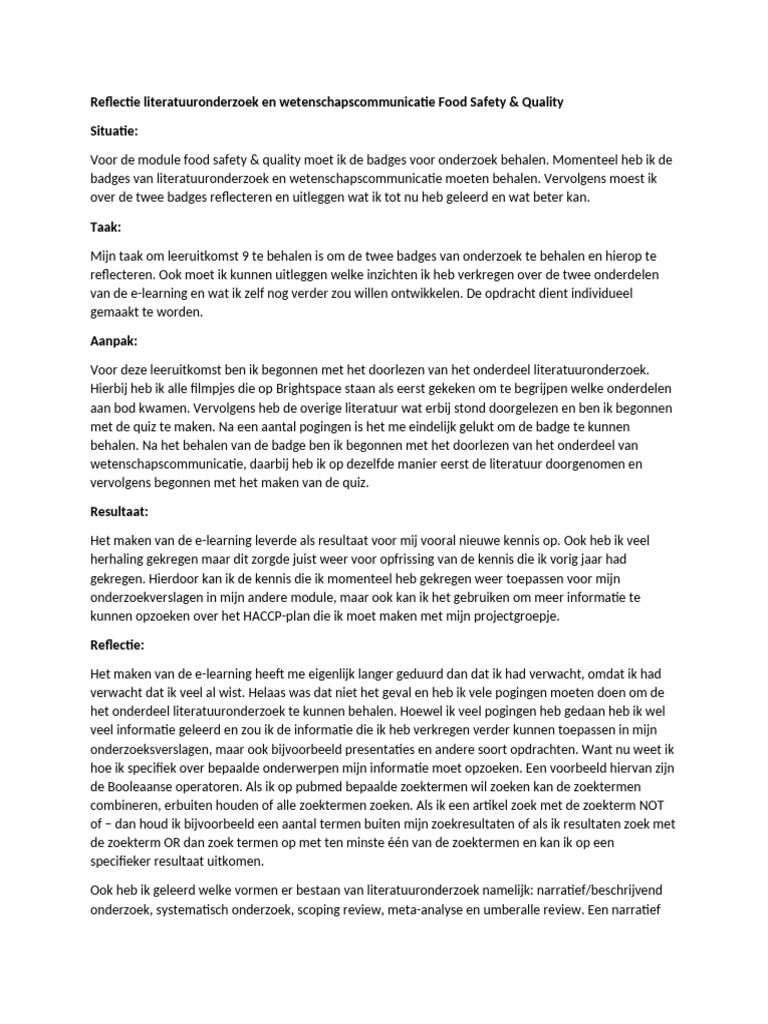 Reflectie Onderzoek LU9 | PDF