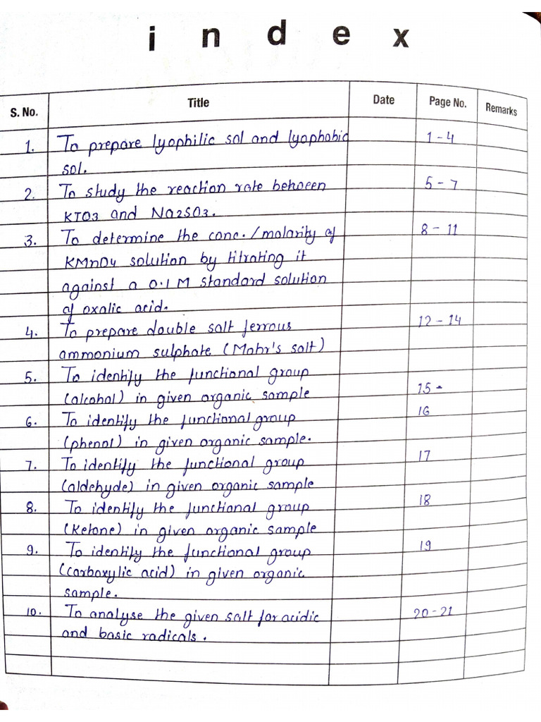Class 12 Chemistry Practical Copy | PDF