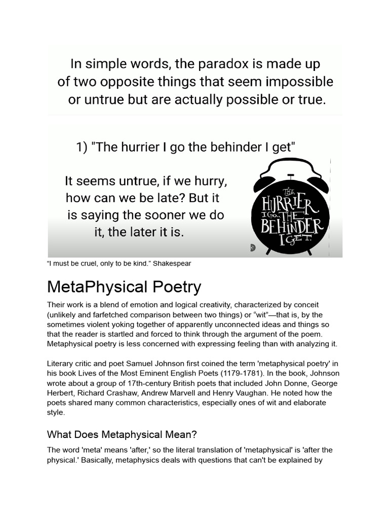 Metaphysical Poetry | PDF | Rhyme | Philosophy