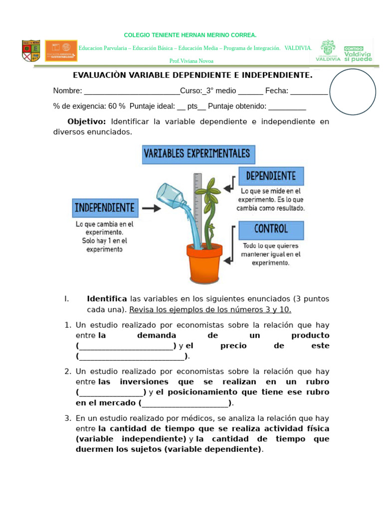 Variable Dependiente e Independiente | PDF