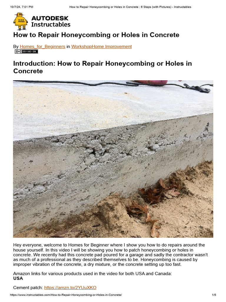 How To Repair Honeycombing or Holes in Concrete - 6 Steps (With ...