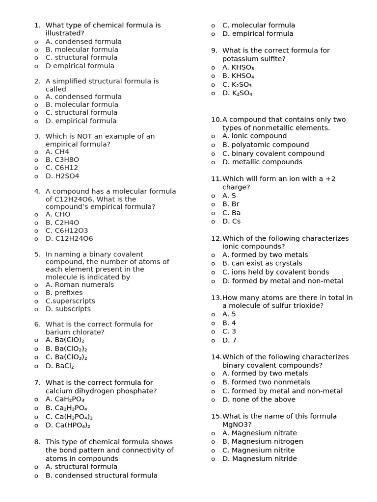 What Type of Chemical Formula Is Illustrated | PDF