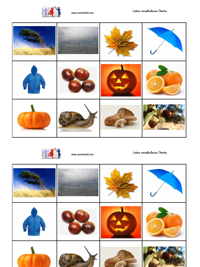 Lotos Vocabulario Otoño Inglés | PDF