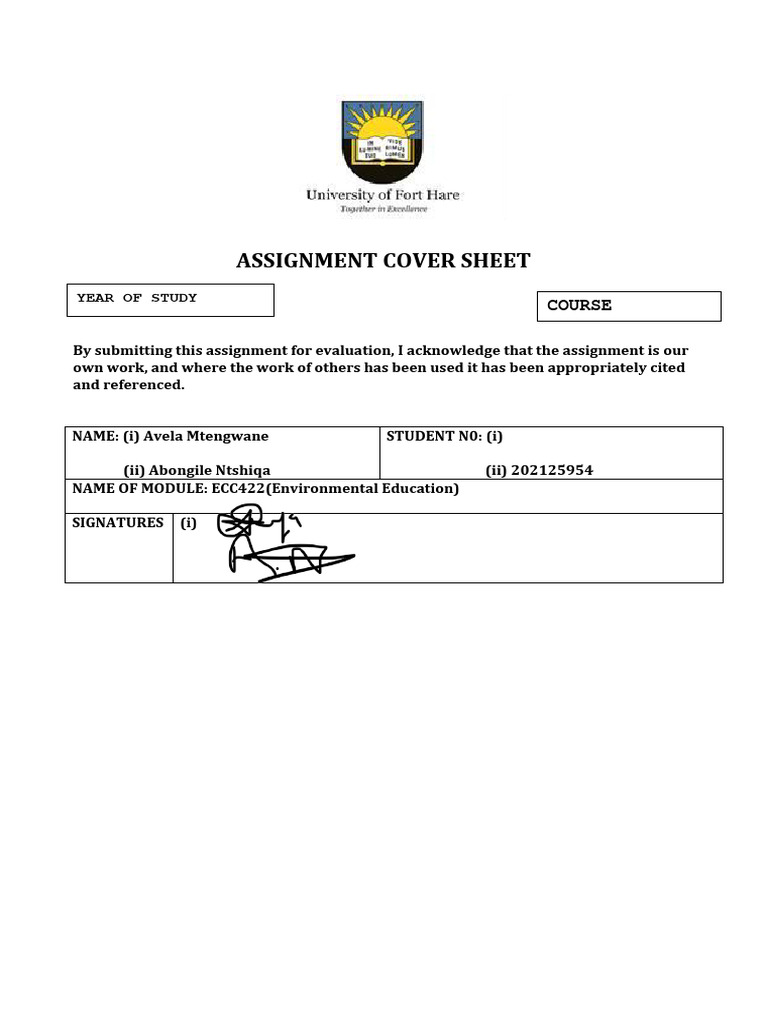 Assignment Cover Sheet | PDF