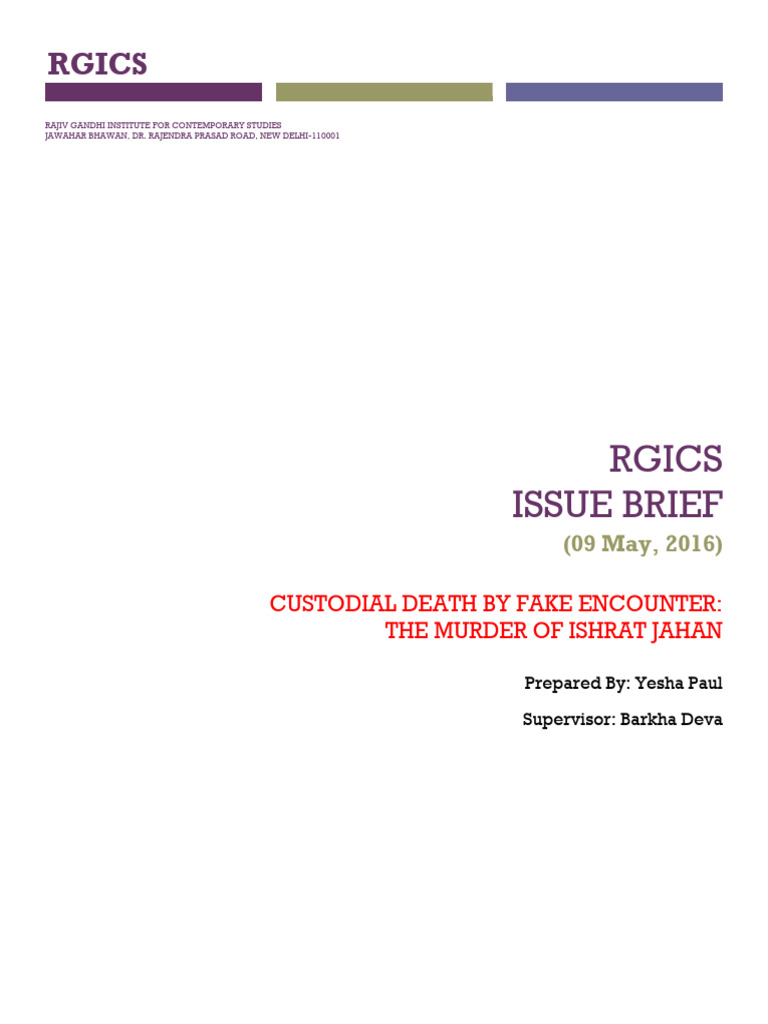 Issue-Brief-Custodial-Death-by-Fake-Encounter-The-Murder-of-Ishrat ...