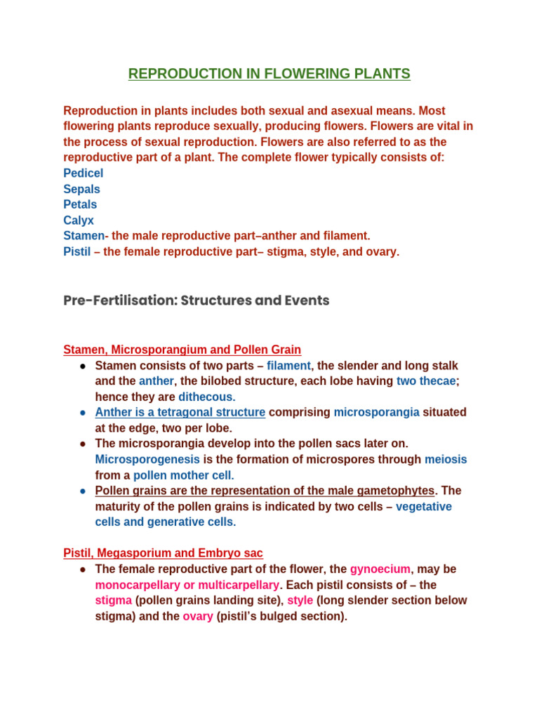 Reproduction in Flowering Plants | PDF