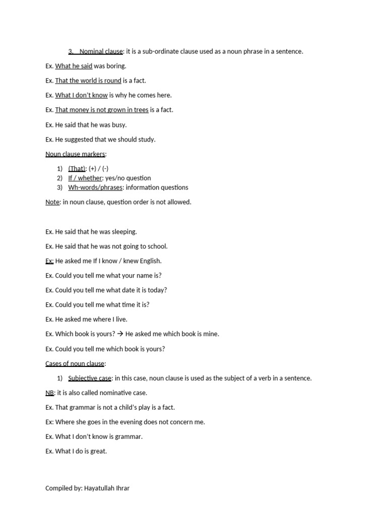 Nominal Clause | PDF