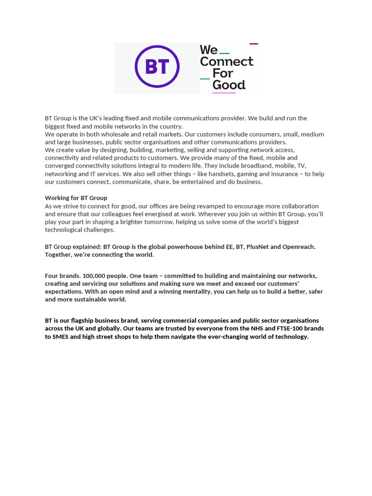 British Telecom Company Profile | PDF