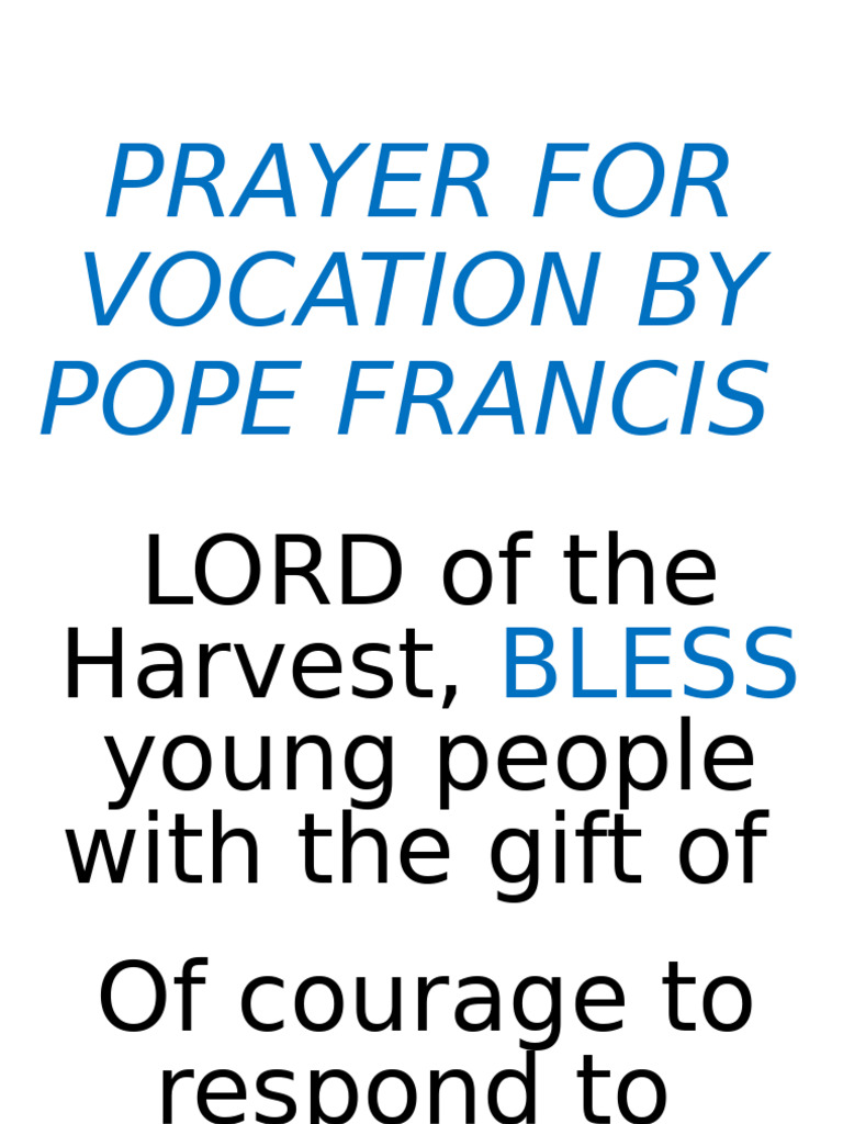 Prayer For Vocation English | PDF