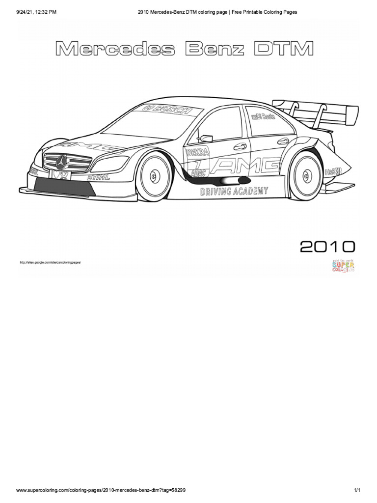 2010 Mercedes-Benz DTM Coloring Page - Free Printable Coloring Pages | PDF