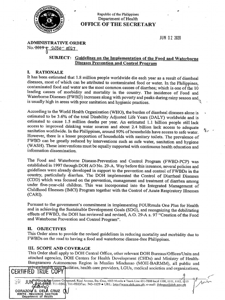 DOH AO No 2020 0027 | PDF