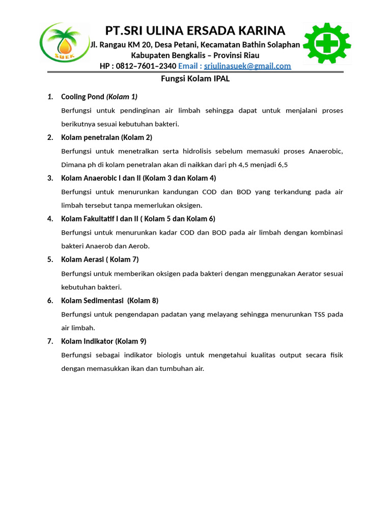 Fungsi Kolam IPAL | PDF