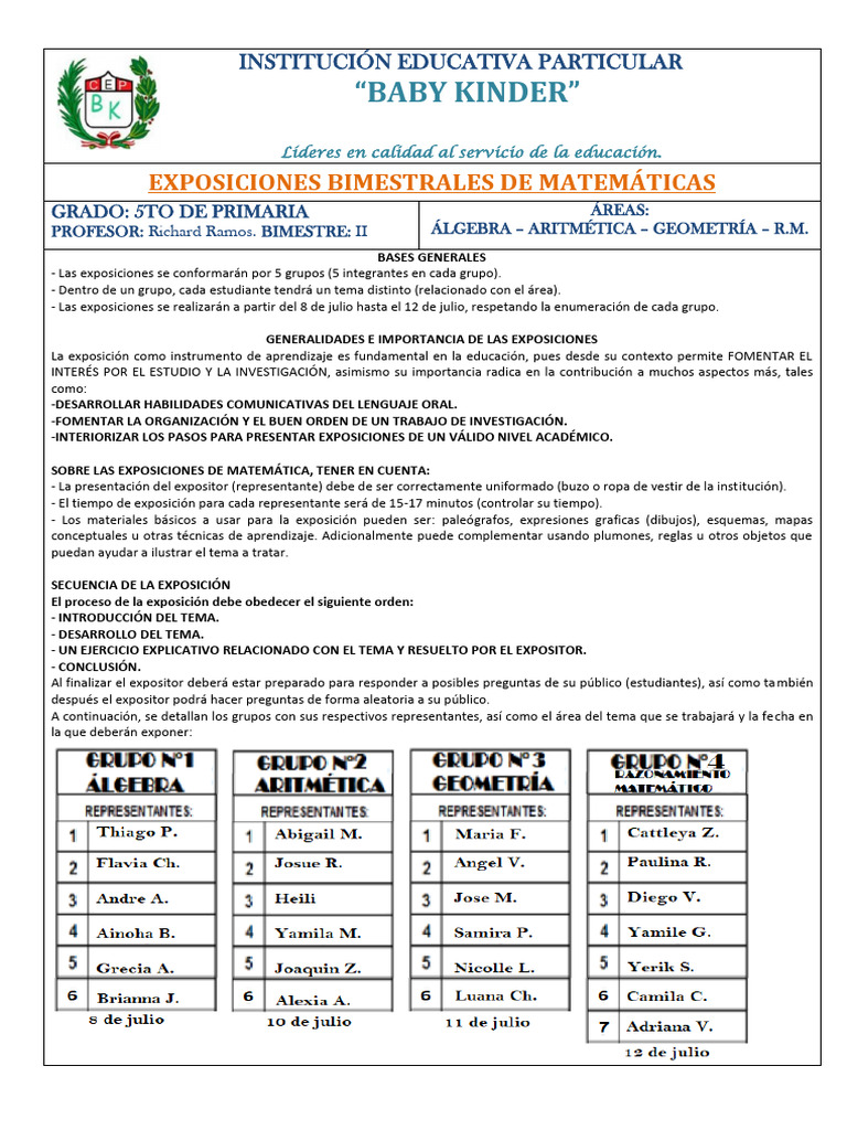FORMATO exposiciones 2024 5togrado | PDF