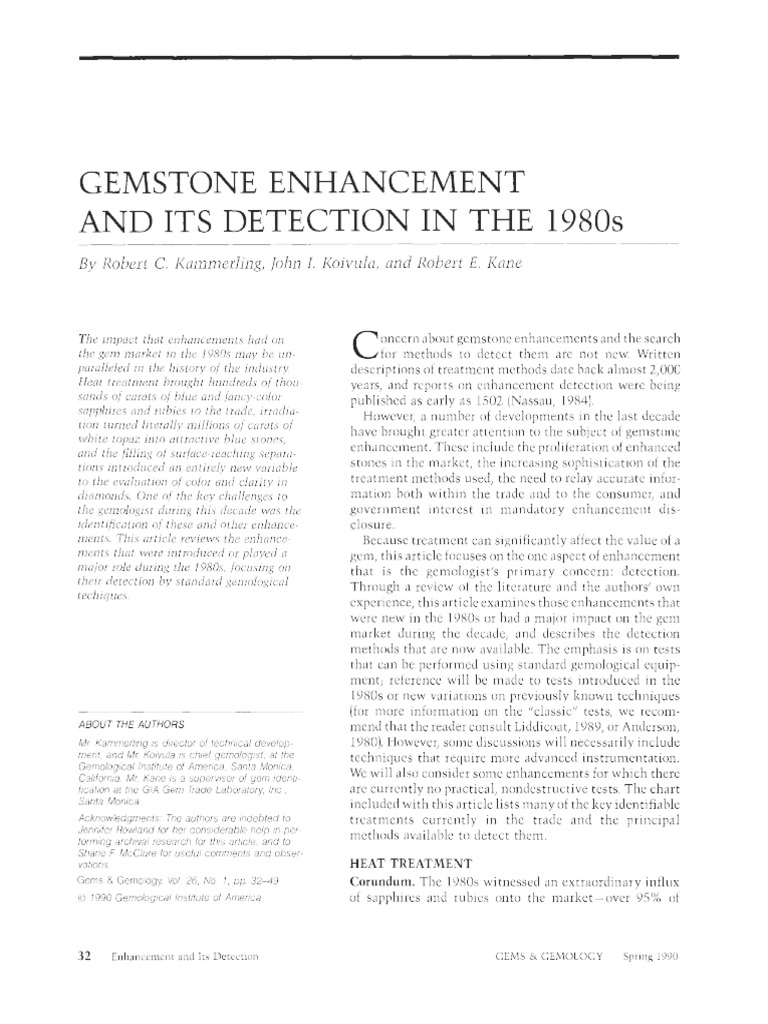 Gemstone Enhancement and Its Detection in The 1980s | PDF