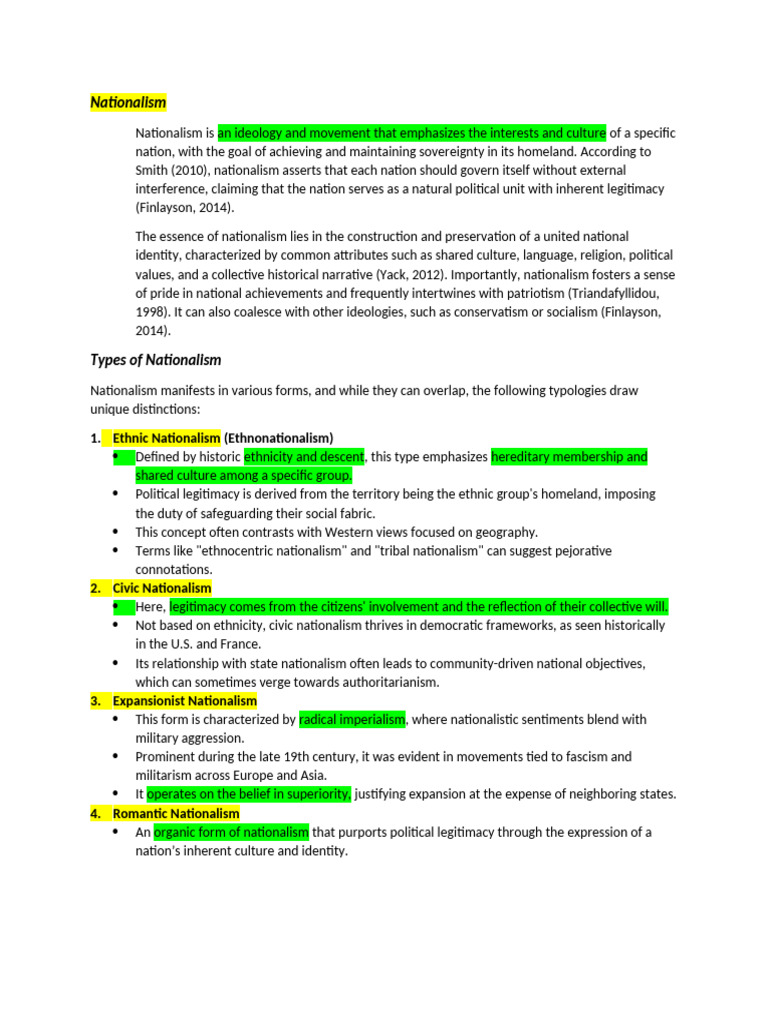 Ethnic Nationalism (Ethnonationalism) | PDF