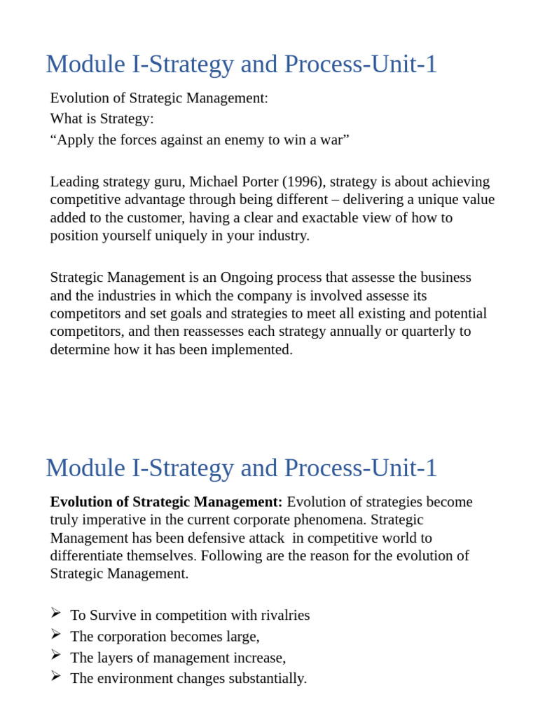Module I-Strategy and Process-Unit-1 | PDF