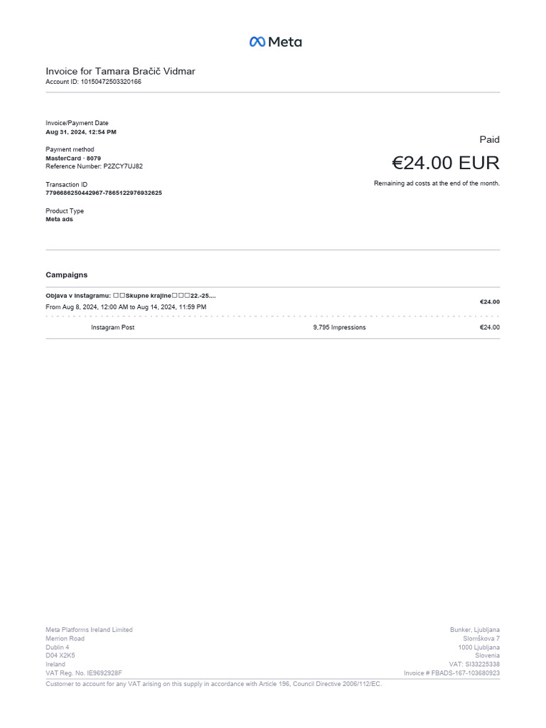 Invoice Meta FB | PDF
