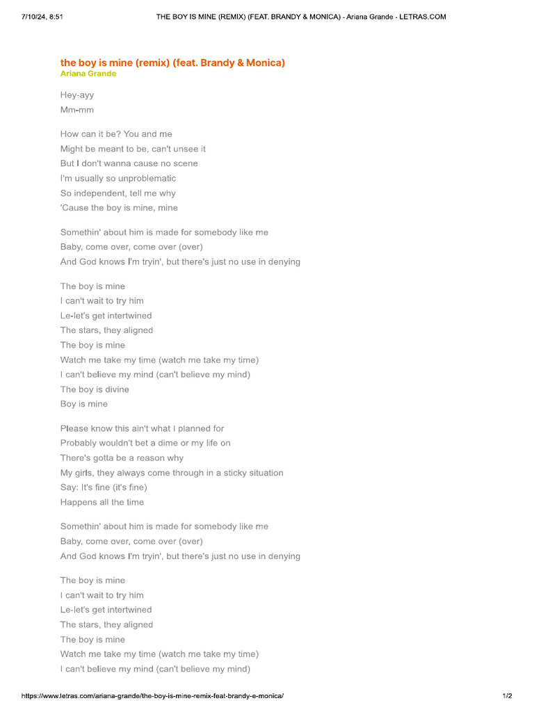 THE BOY IS MINE (REMIX) (FEAT. BRANDY & MONICA) - Ariana Grande ...