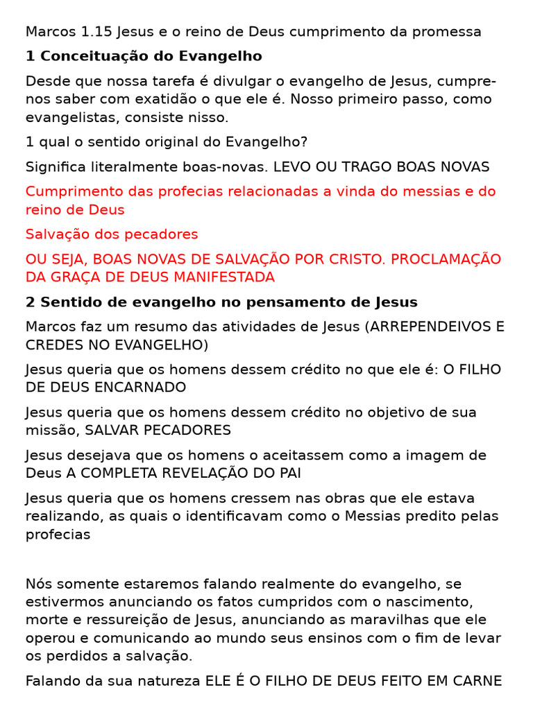 Marcos 1.15 o Tempo Esta Cumprido | PDF | Filosofía | Relaciones ...