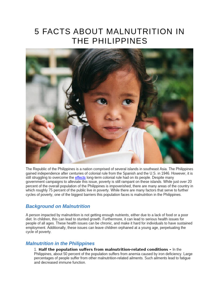 5 Facts About Malnutrition in The Philippines | PDF | Malnutrition ...