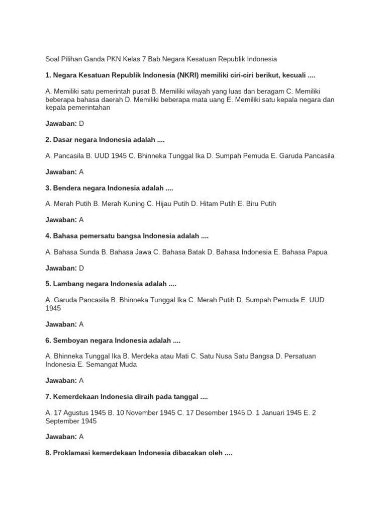 15 Soal Pilihan Ganda Dan Kunci Jawaban P... | PDF