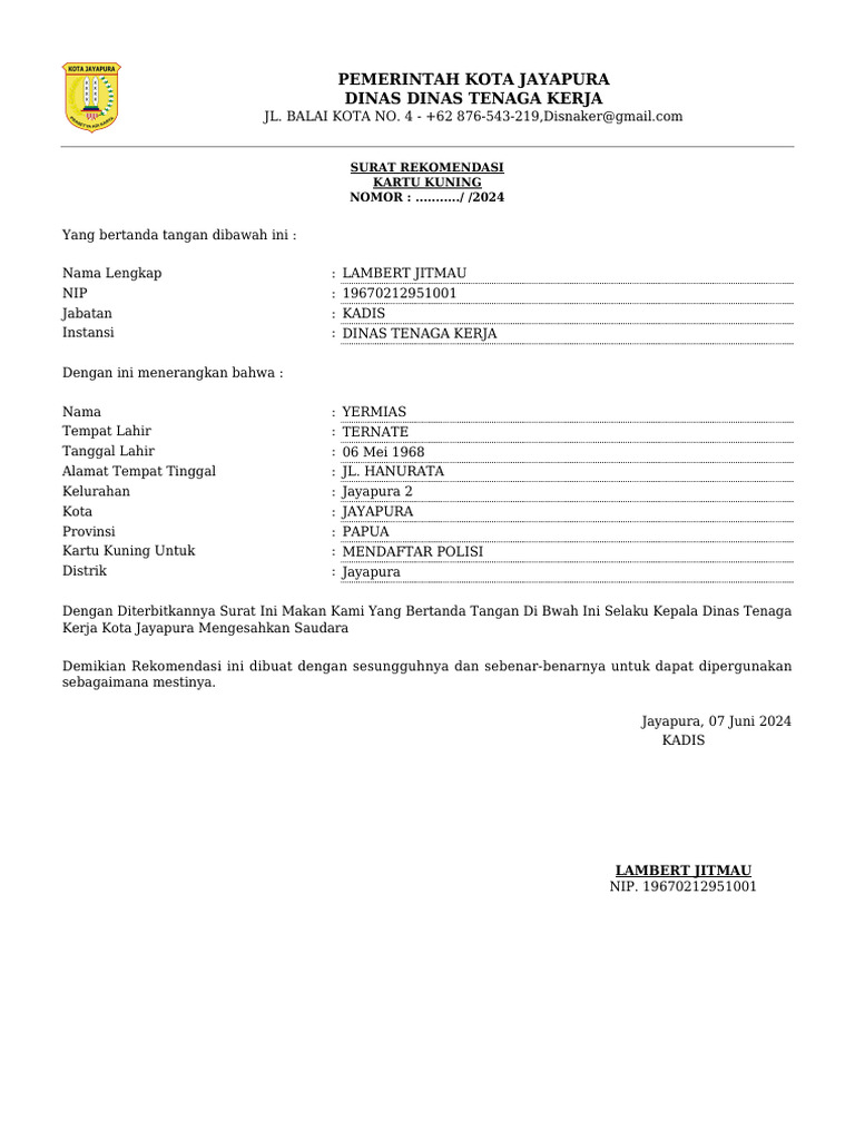 Surat Rekom Contoh | PDF