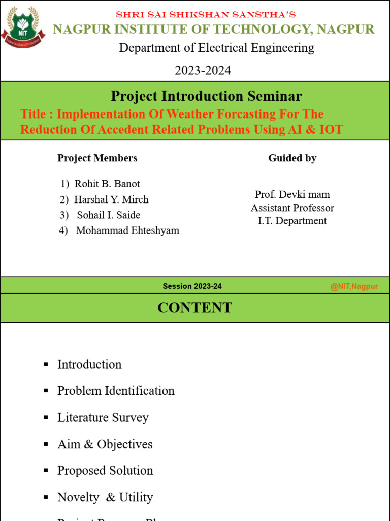 Format For Project Introduction Seminar | PDF